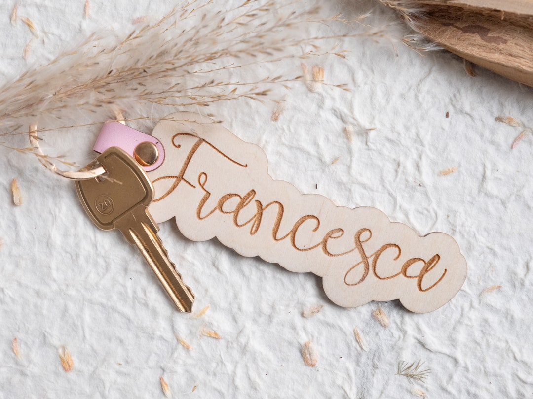 Wooden Name Keychain, Custom Nametag Keychain With Your Name, Long ...