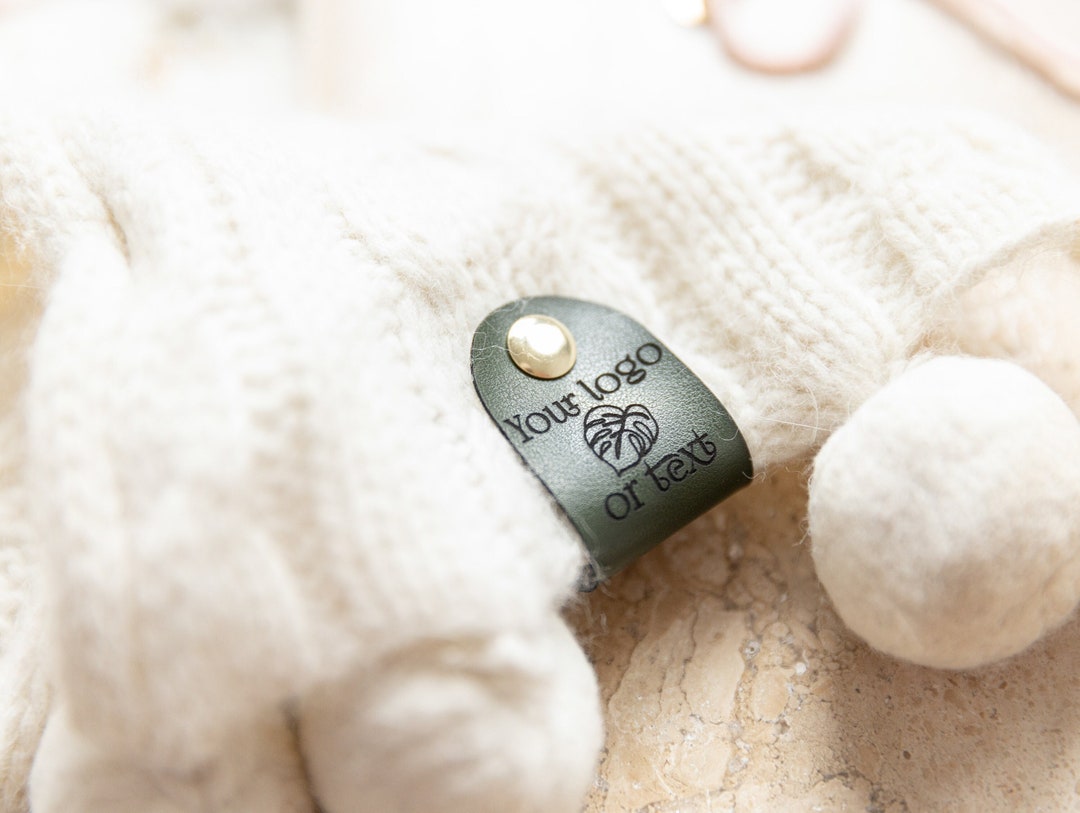 Wide Custom Rivet Tag With Your Text or Logo, 10 Colors, Vegan Leather ...