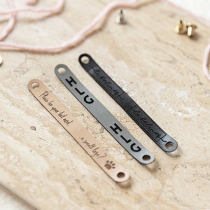 Custom Long Folded Rivet Label, Engraved Vegan Leather Custom Tag With ...