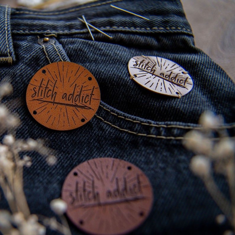 Stitch Addict Round Faux Leather Patch for Handmade Item - Etsy