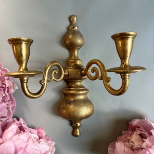 Beautiful Antique Solid Brass Two-arm Candlestick Sconce / Wall Candle ...