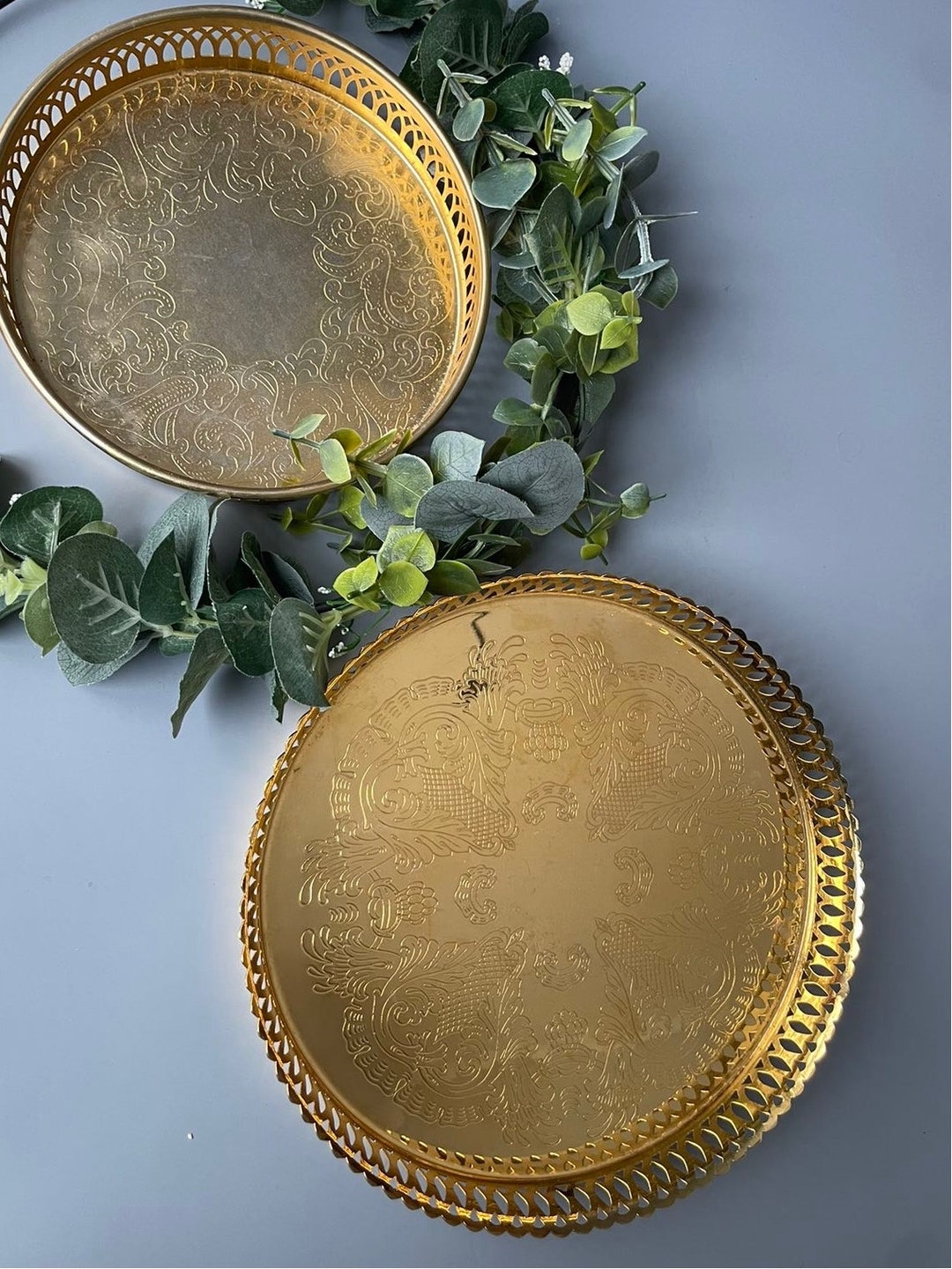 Set of 2 Vintage Swedish Scandia Serving Trays / 24 Carat Gold Plated ...