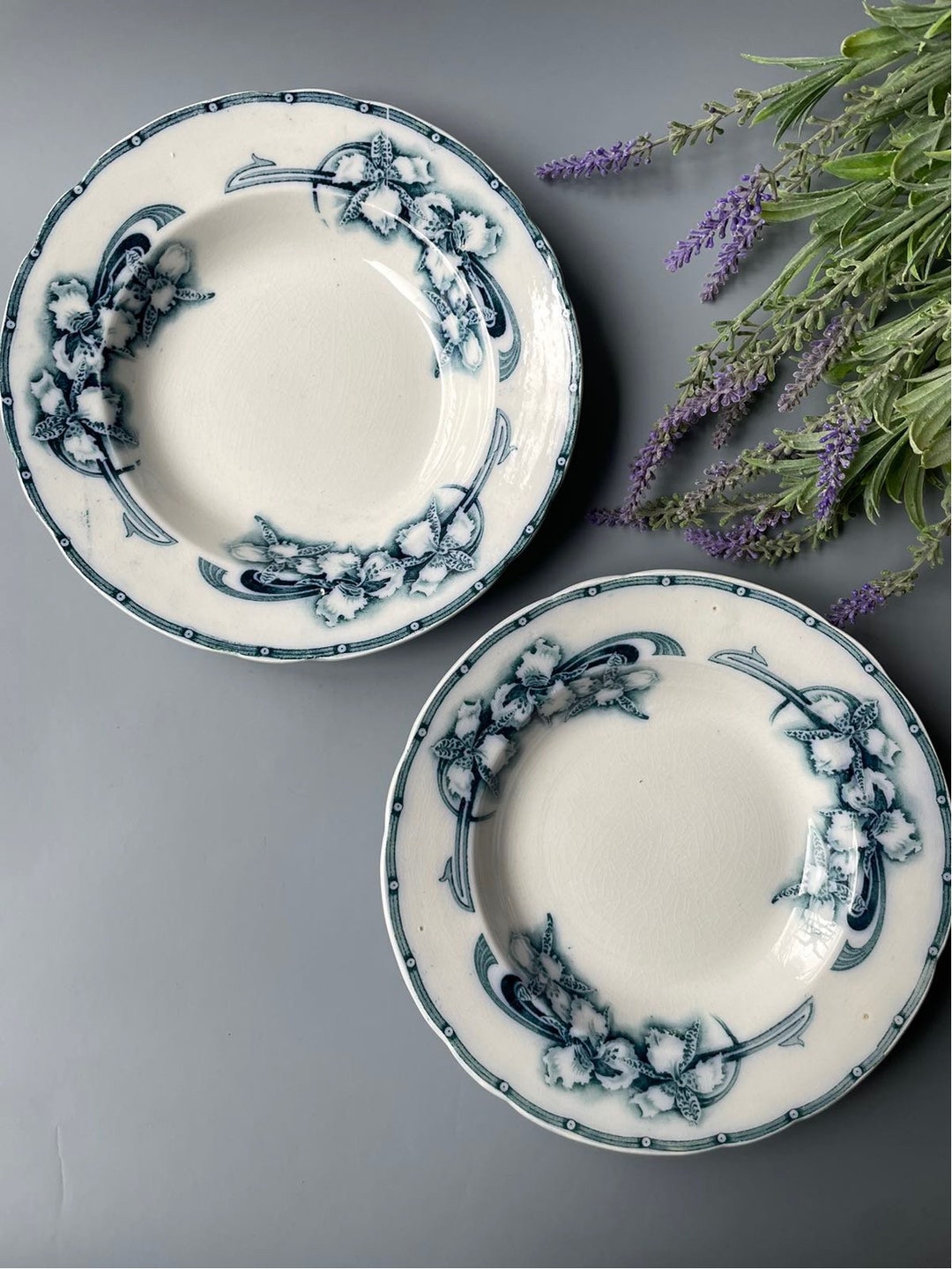 Set of 2 Antique 1920s Swedish Göteborg Porcelain Plates / ORCHIDEE ...