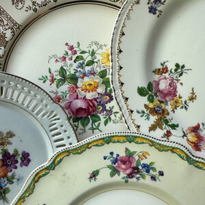 Set of 7 Vintage Porcelain Plates / Colorful Floral Pattern / Wall ...
