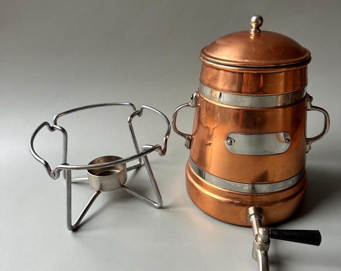 Vintage Copper Heating Kettle / on Tea Light Heating Stand / Swedish ...