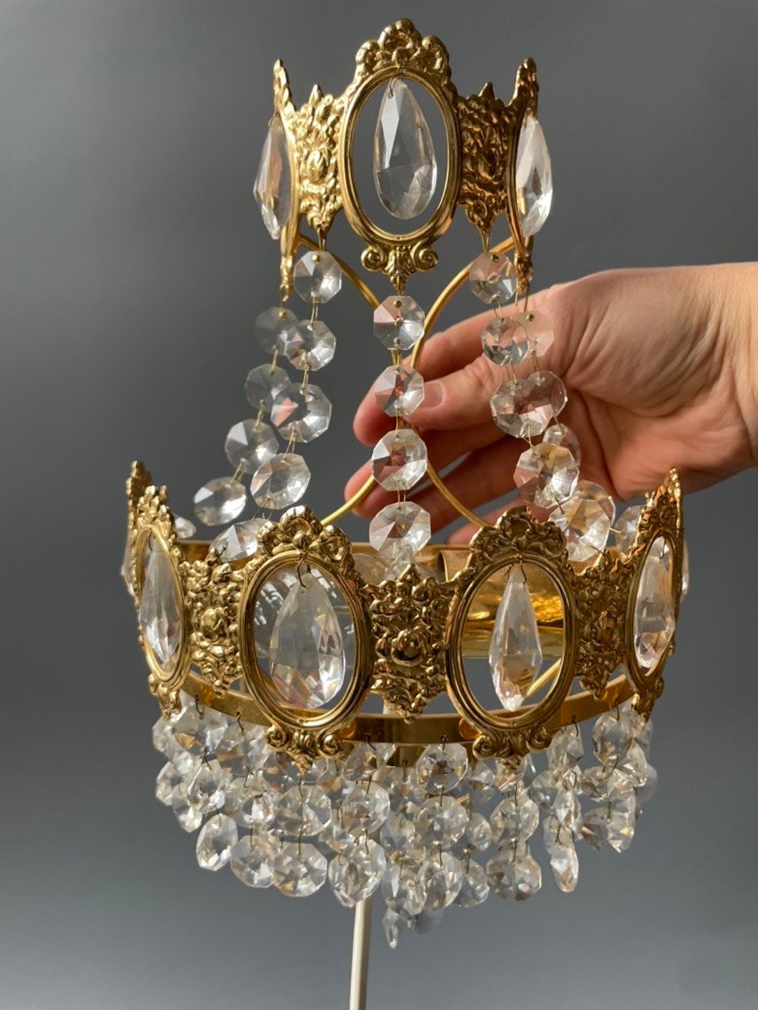 Set of 2 Beautiful Vintage Brass & Crystal Sconces / Norvegian - Etsy