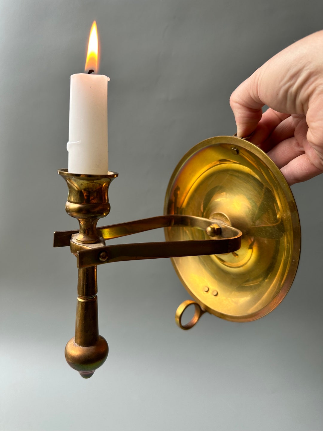 Vintage Swedish Solid Brass Sconce / Taper & Candlestick Holder / Ship ...