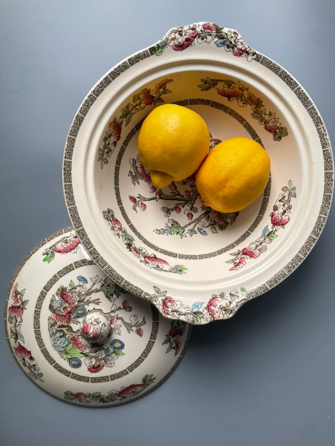 Vintage Johnson Bros China Tureen / Lidded Serving Bowl / Indian Tree ...