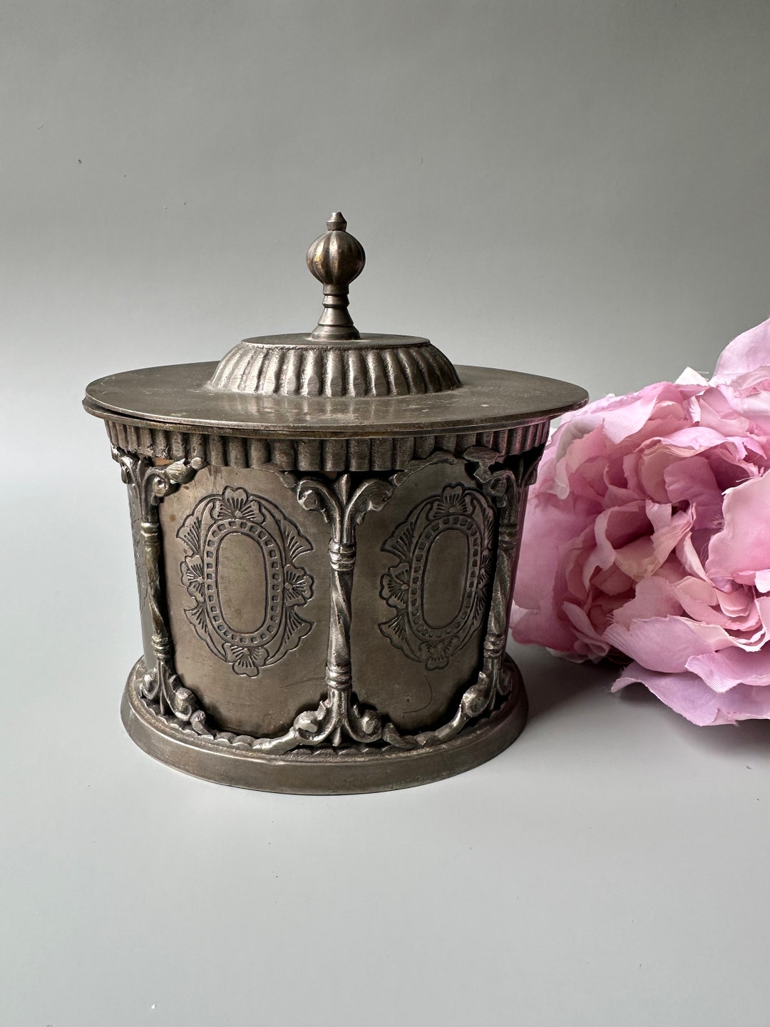 Antique Metal Box With Removable Insert / Hand Made Lidded Tray ...