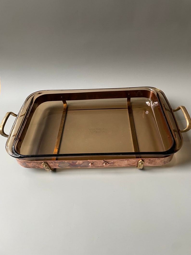 Vintage Swedish NILSJOHAN Casserole Tray / Copper & Brass Stand / PYREX ...