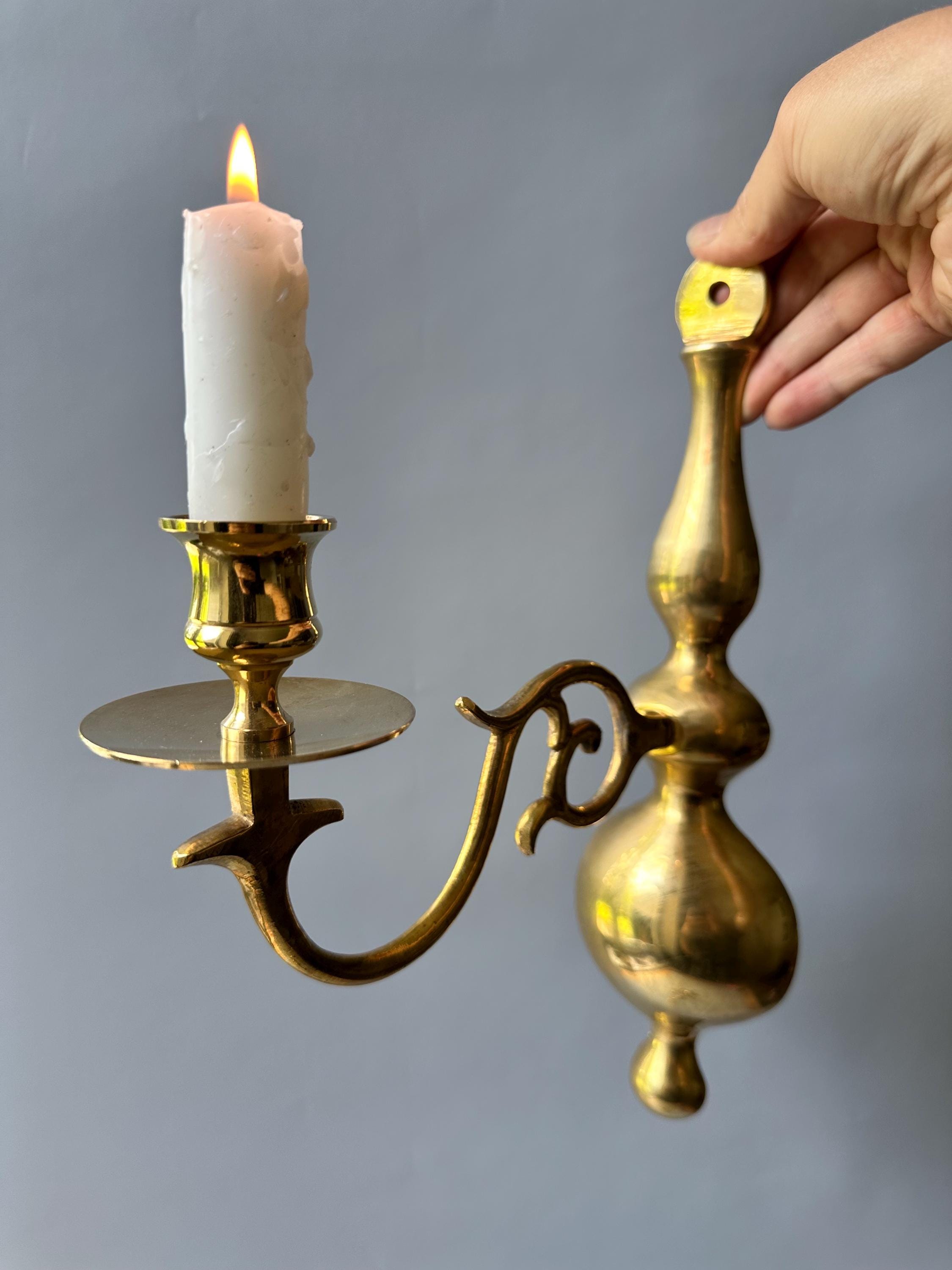 Set of 2 Vintage Solid Brass Sconces / Made in Sweden / Ornate Wall ...