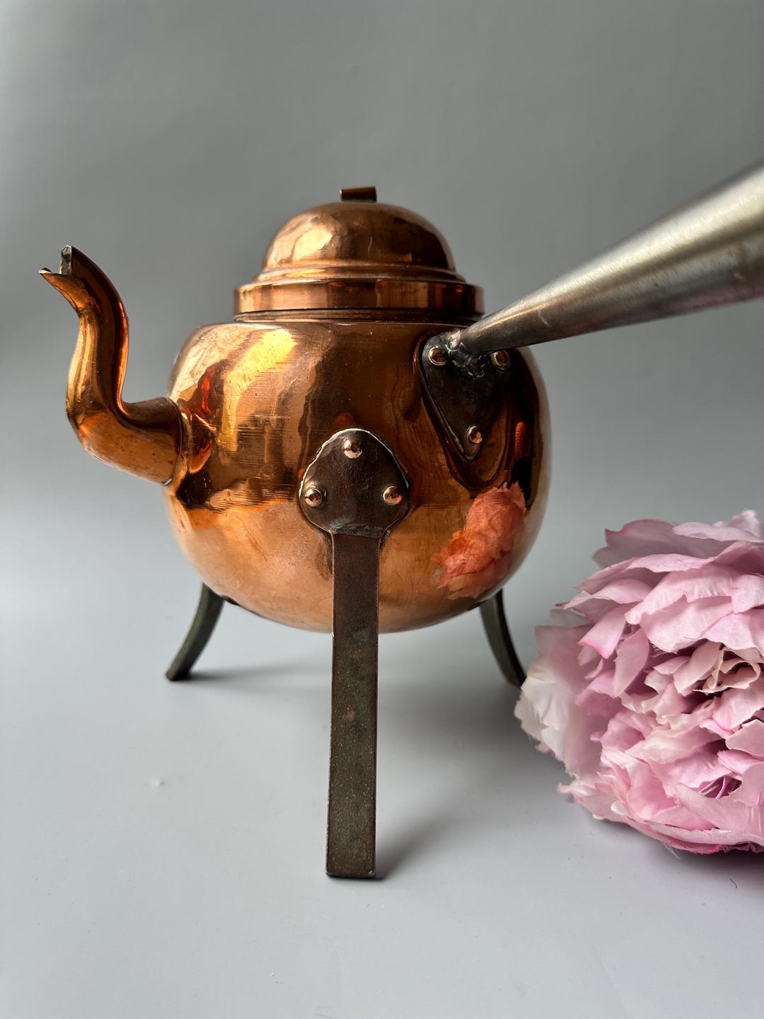 Vintage Scandinavian Copper Teapot: Handmade Swedish Kettle on Metal ...