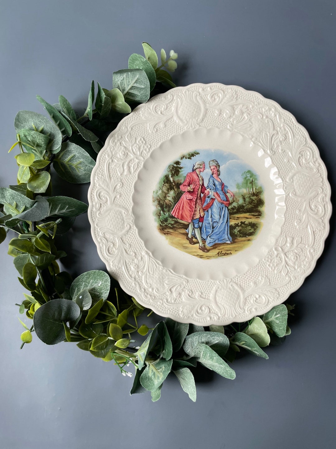 Vintage ADAMS England Transferware Plate / With Hanging Hook / Home ...