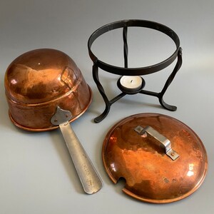 Vintage Copper Pot on Heating Stand / Rustic Kitchen Display Decor ...
