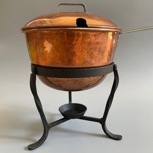 Vintage Copper Pot on Heating Stand / Rustic Kitchen Display Decor ...