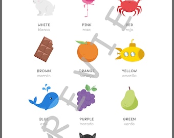 Educational Bilingual Poster Printable, English and Spanish School ...