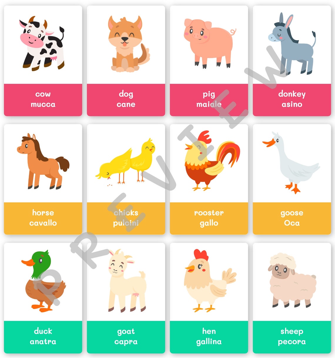 Printable Farm Animals Flashcards - Etsy