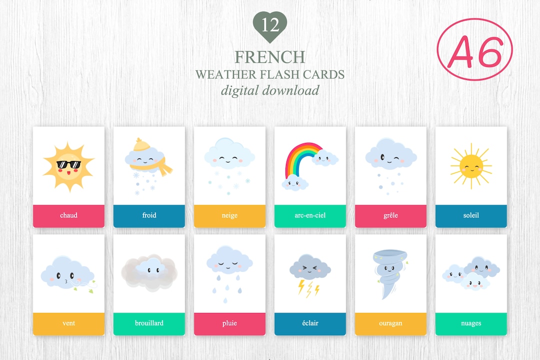 Printable Weather Flashcards French - Etsy