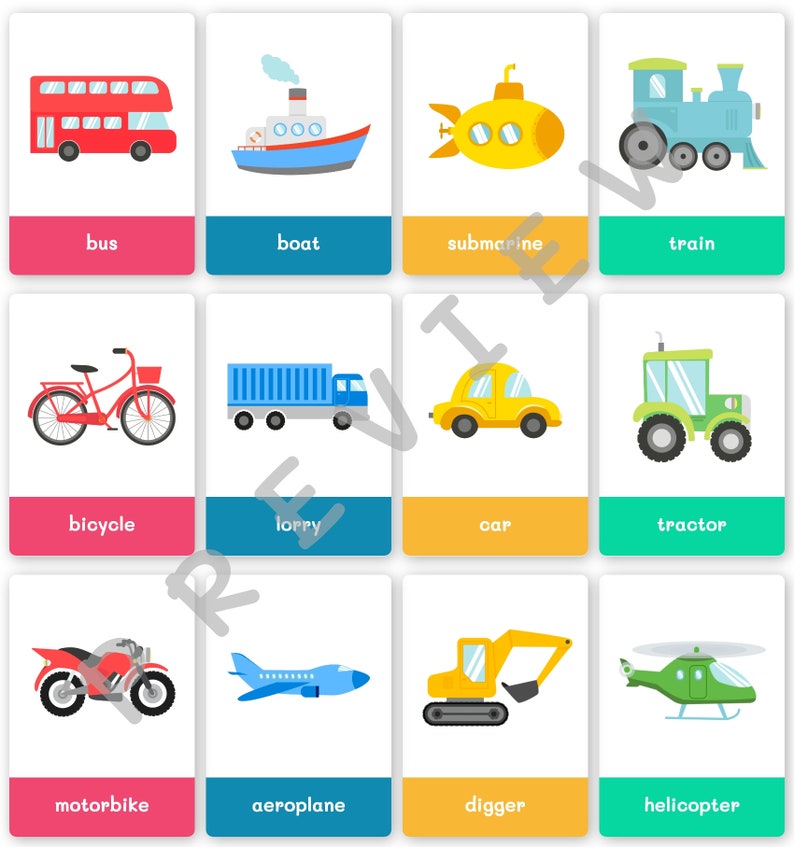 Printable Transport Flashcards - Etsy