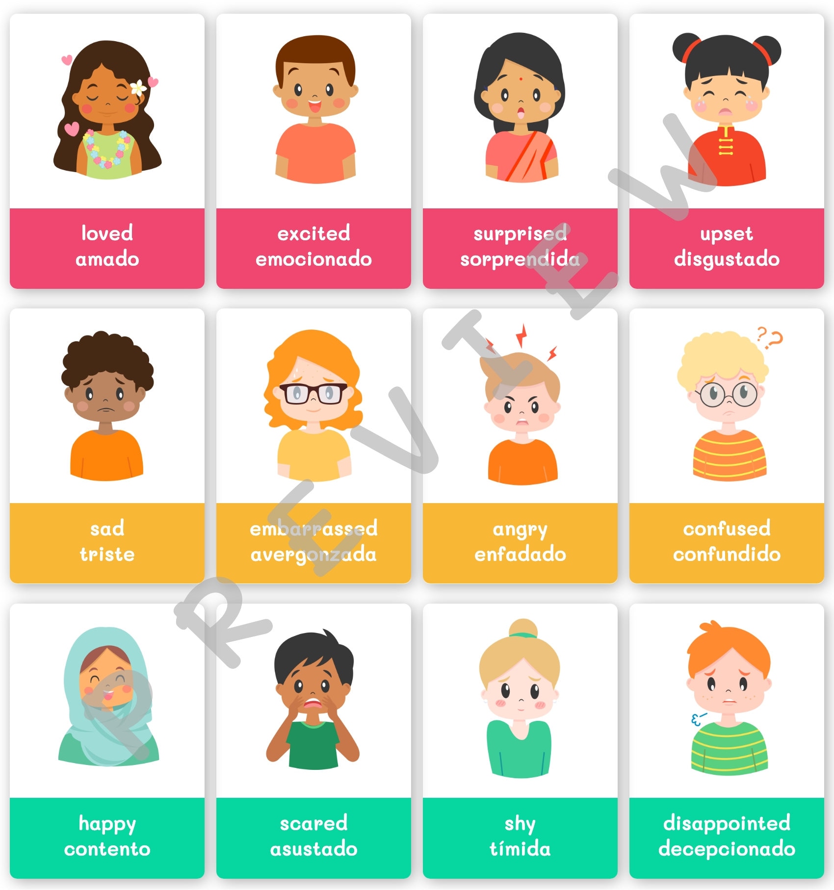 Printable Emotions Flashcards English-spanish, Montessori Social ...