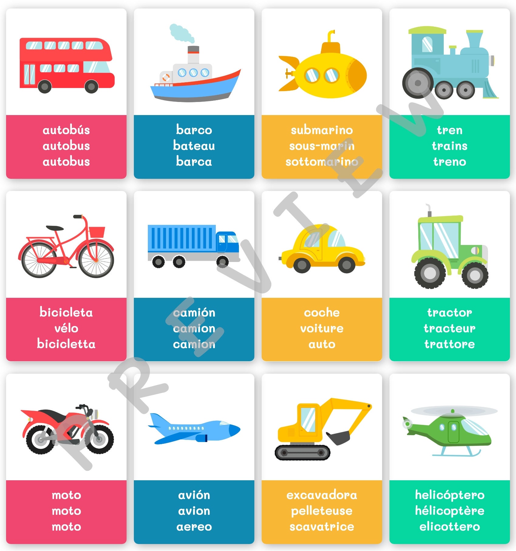 Printable Transport Flashcards - Etsy