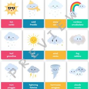 Printable Weather Flashcards English-italian - Etsy