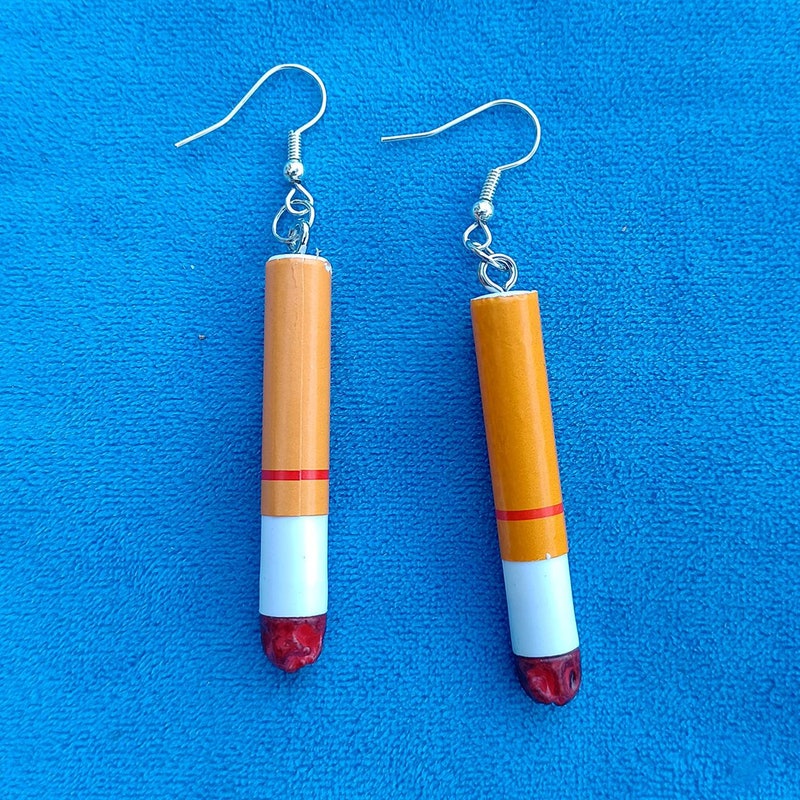 Cigarette Earrings - Etsy Australia