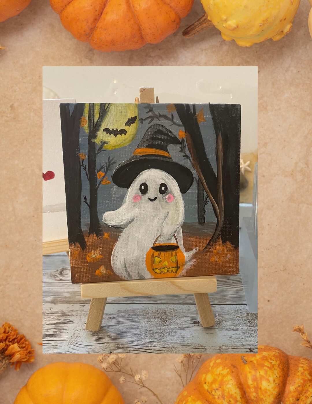 Ghost Halloween 4x4 Easel Tabletop Painting - Etsy