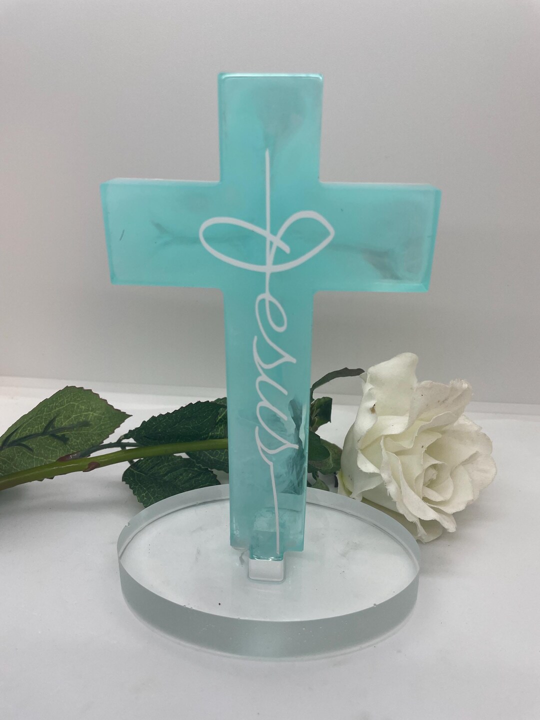 Handmade Gorgeous Resin Jesus Cross With Stand - Etsy