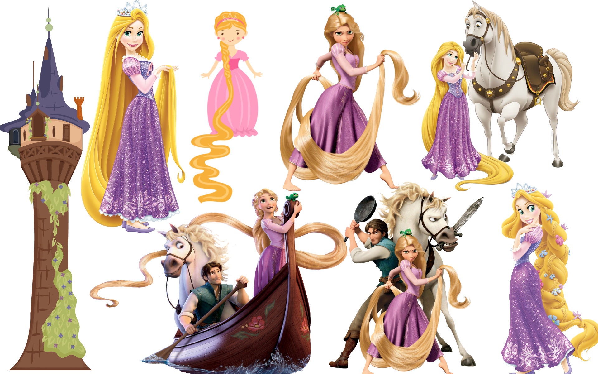 Tangled Rapunzel Clipart Transparent Background Png Rapunzel - Etsy México