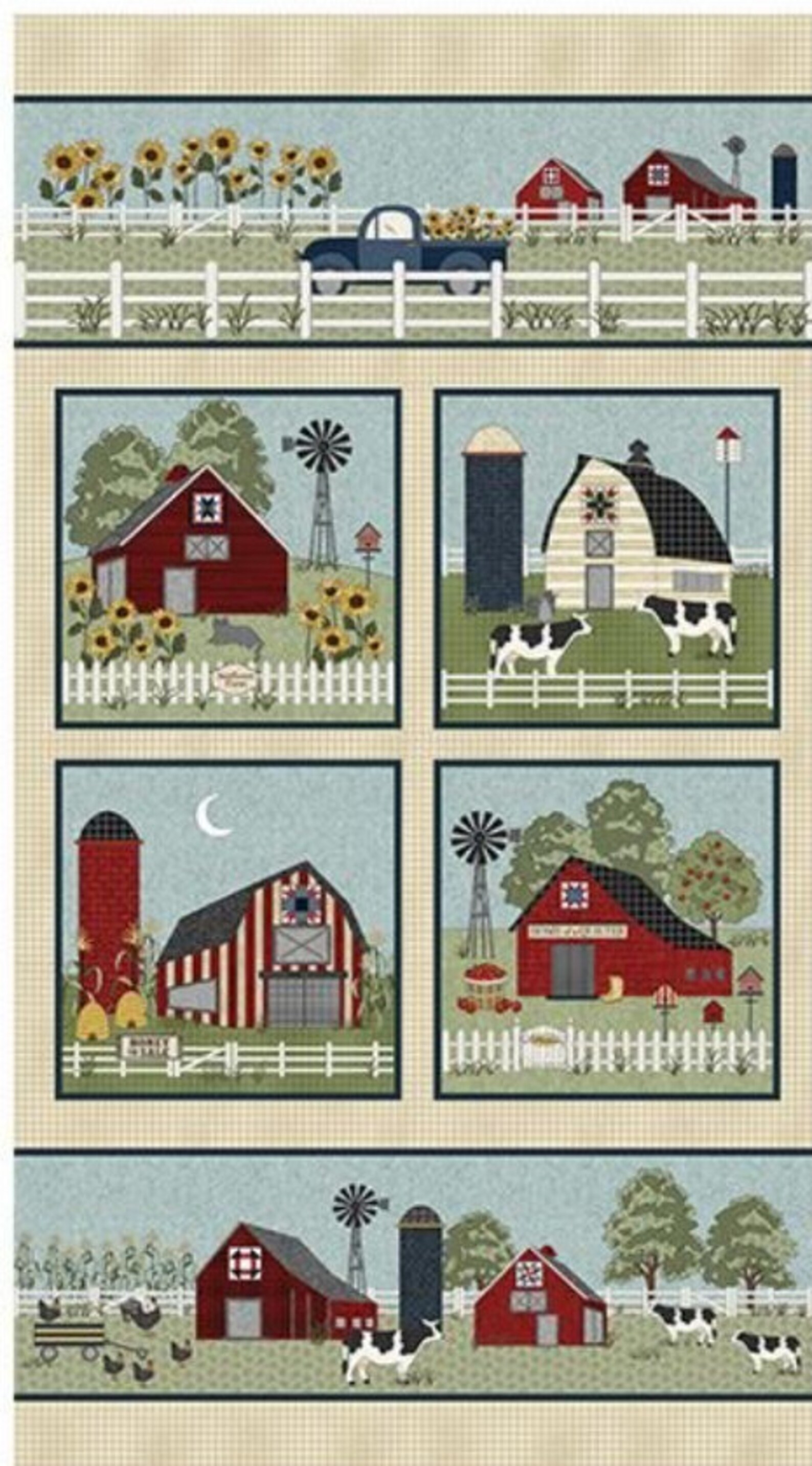 Heartland Farm Fabric Panel Barn and Pastures - Etsy