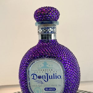 Custom Purple Bedazzled Tequila Bottle Decanter 750ml Bling Rhinestones ...