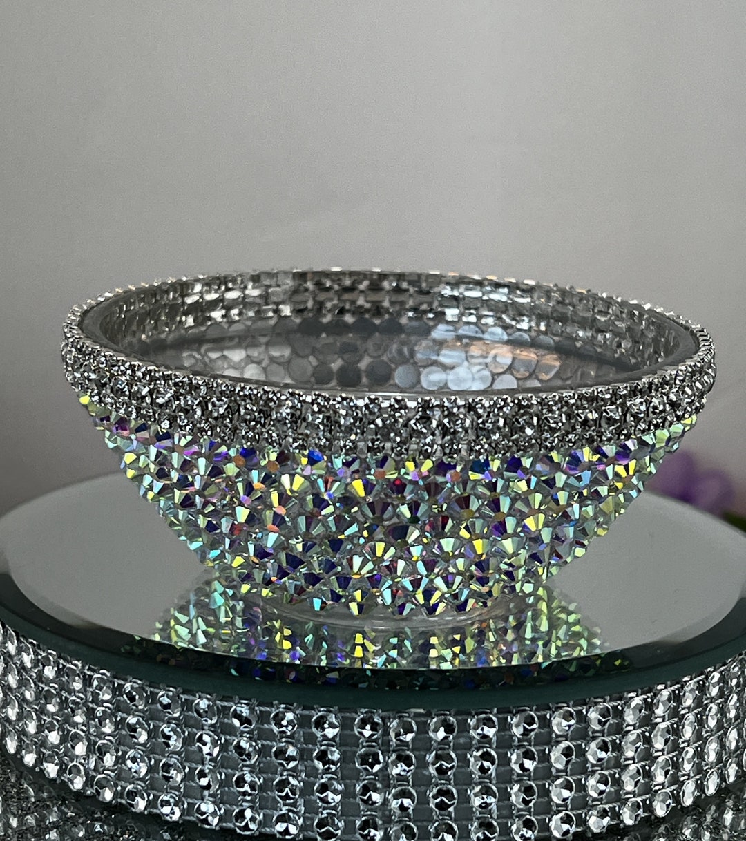 Lovely AB Crystal Rhinestone Bedazzled Glass Trinket Jewelry Ring Dish ...