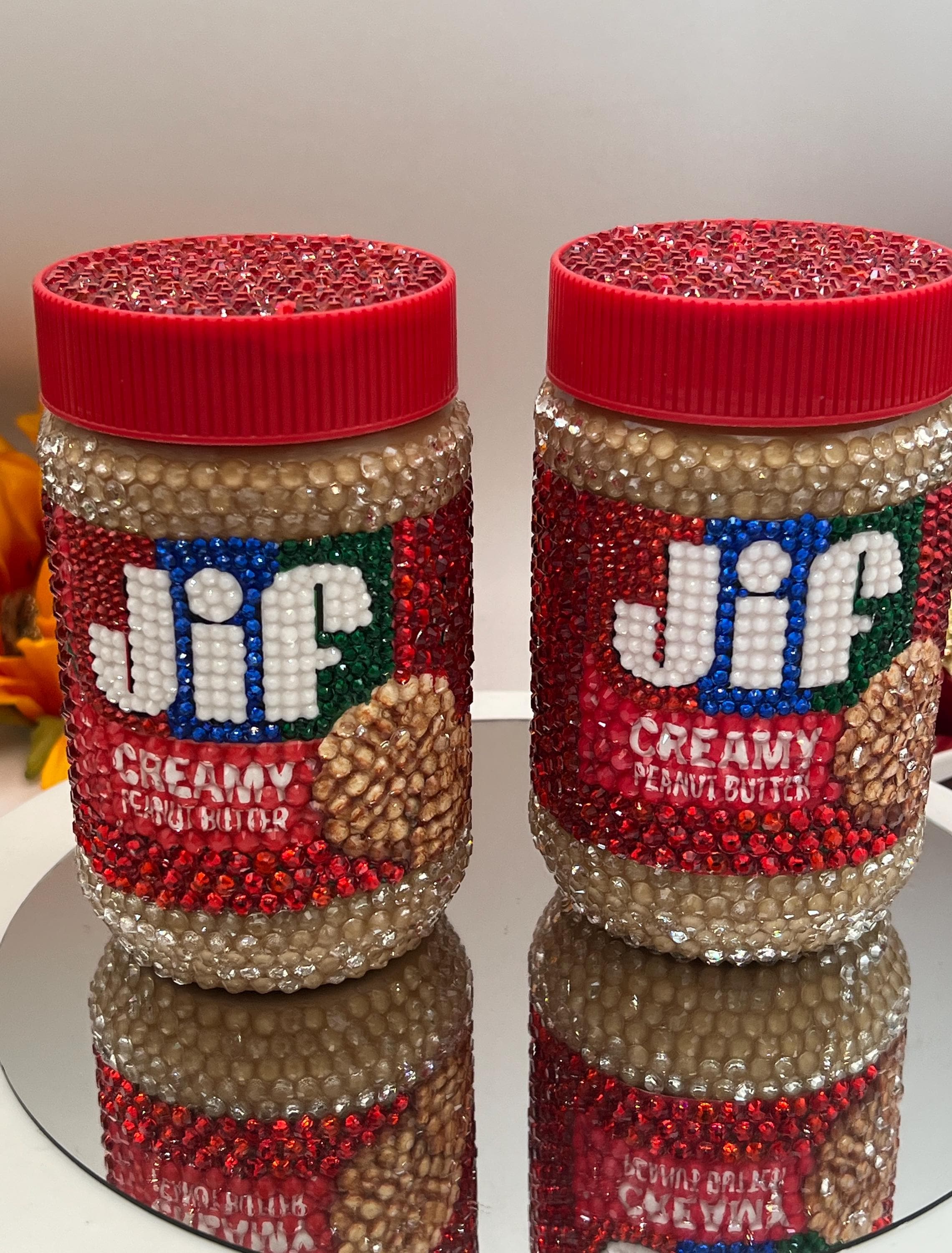 Bling Bedazzled Rhinestone Jar J I F Peanut Butter Kitchen Decor ...