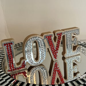 Bling LOVE Decor Red Crystal Rhinestone Table Home Decor Anniversary ...