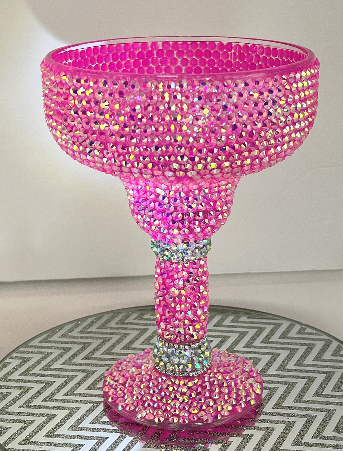 Hot Pink Bedazzled Margarita Glass in Lime Green Rhinestones - Etsy