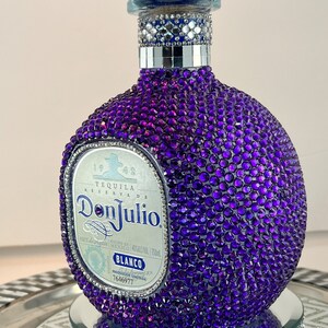 Custom Purple Bedazzled Tequila Bottle Decanter 750ml Bling Rhinestones ...