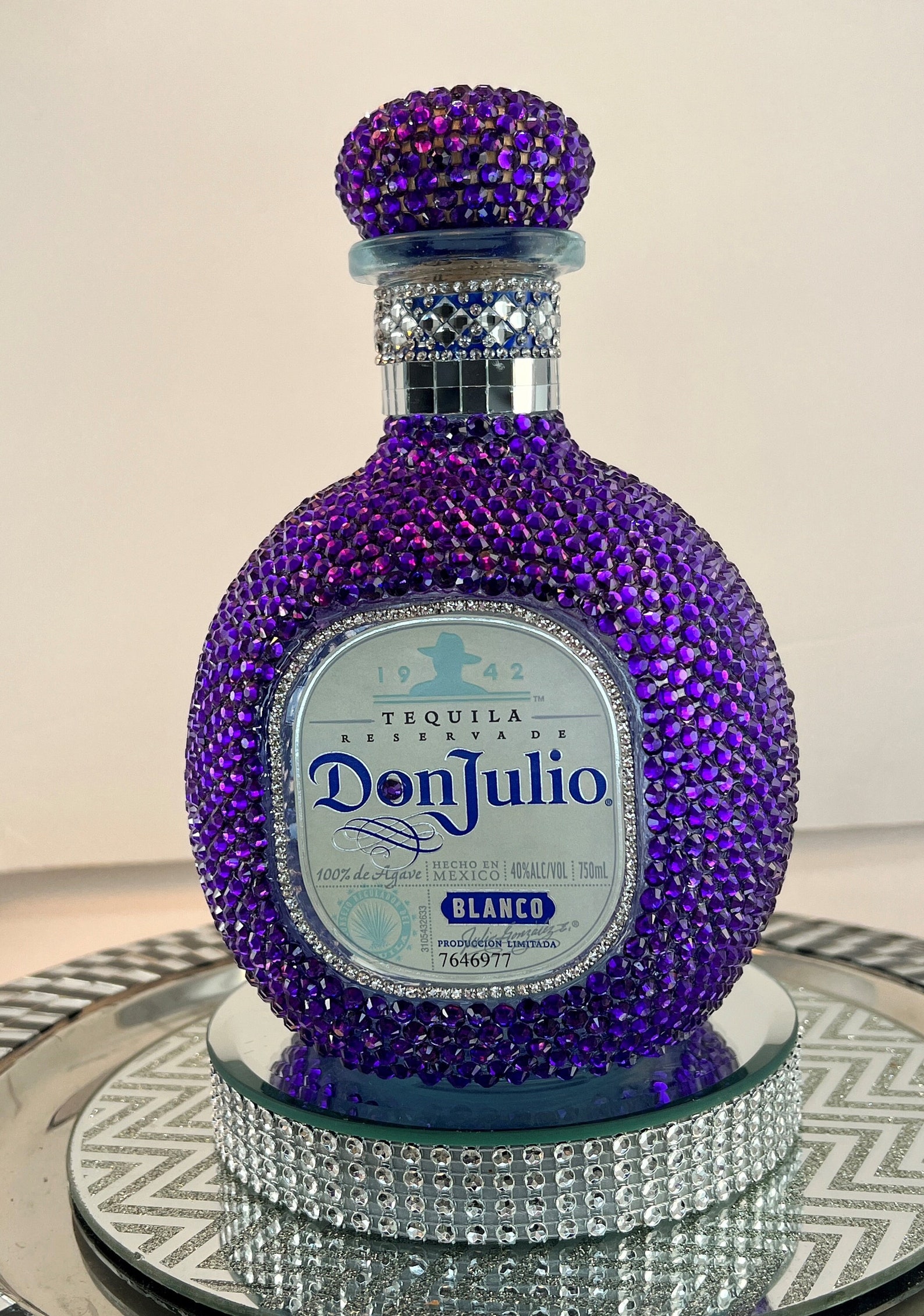 Custom Purple Bedazzled Tequila Bottle Decanter 750ml Bling Rhinestones ...