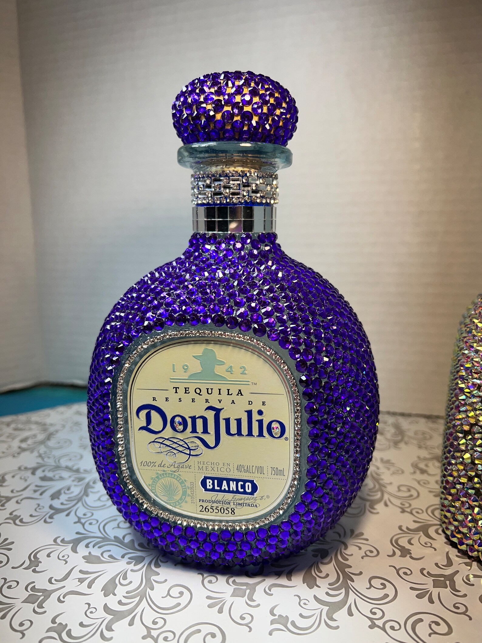 Custom Purple Bedazzled Tequila Bottle Decanter 750ml Bling Rhinestones ...