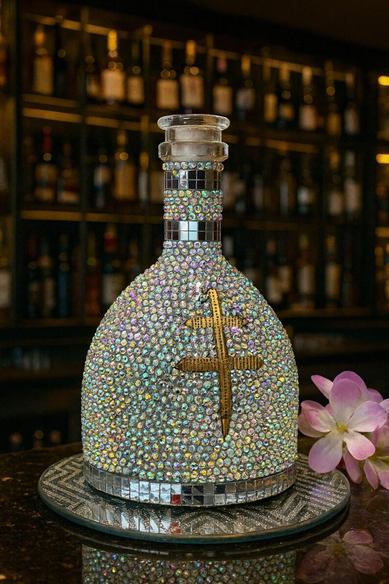 Bedazzled Glass AB Crystal Dusse Cognac Bottle Liquor Decanter 750 Ml ...