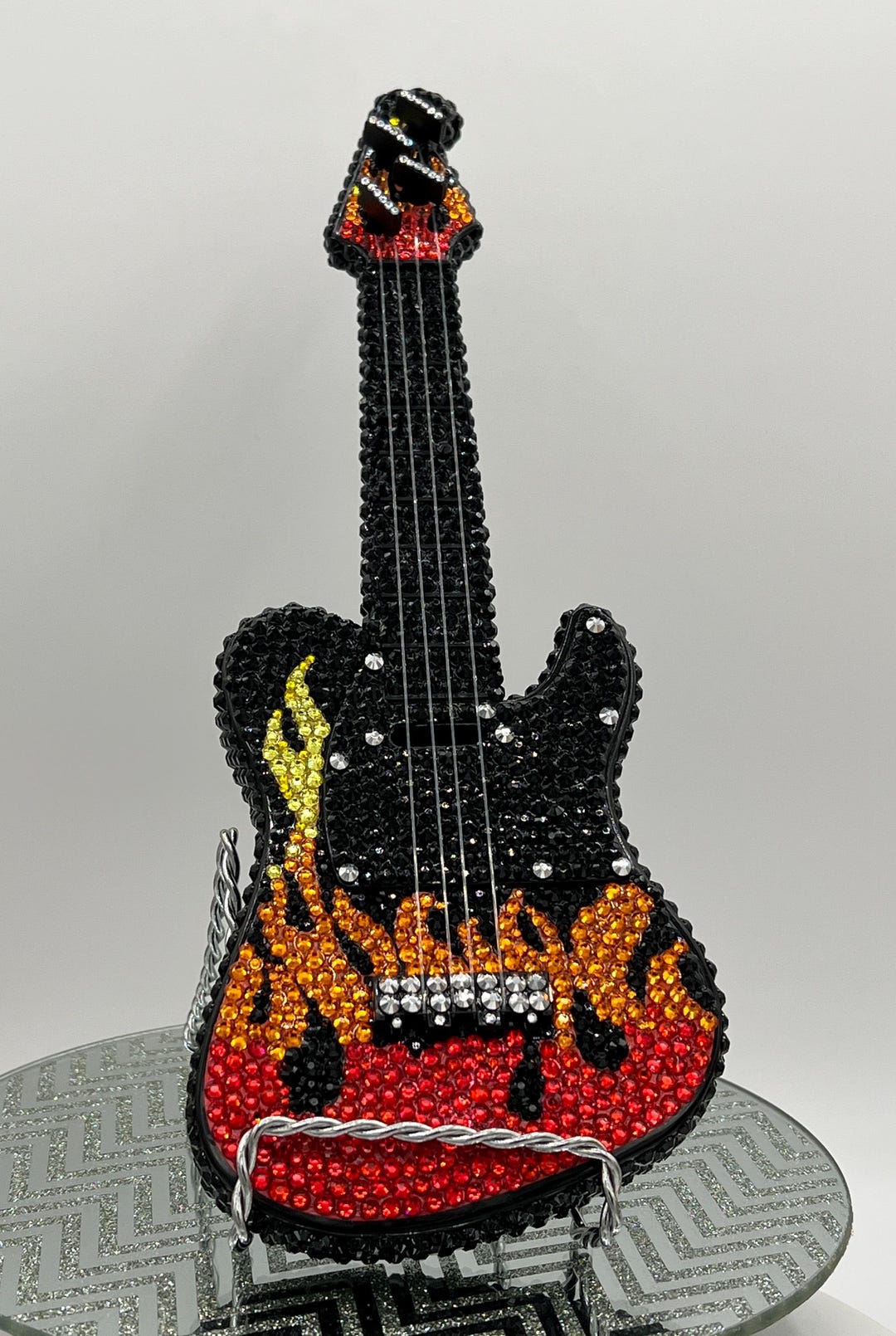 One of a Kind - Bedazzled Hand Designed Rhinestone Mini Guitar Decor ...