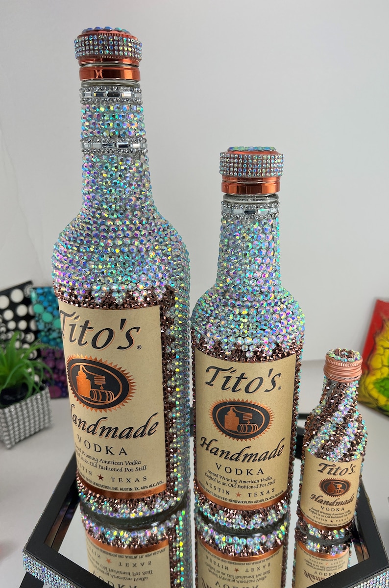 Bigger Size!! Bedazzled Glam AB Rhinestones Tito Vodka 750 Ml Decanter ...