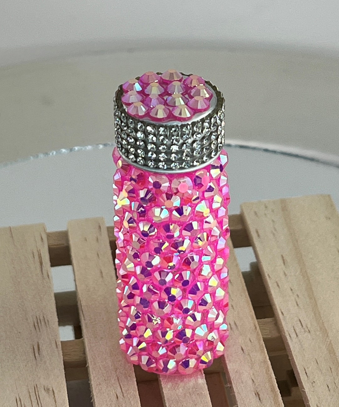 Pretty in Pink Bling Rhinestone New Glass 15 Ml Bottle Medicine Stash ...