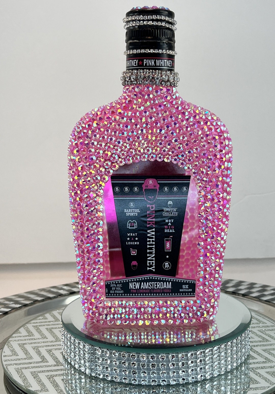 Bling Glam AB Rhinestones Pink Whitney Vodka Decanter Bottle 375 Ml ...