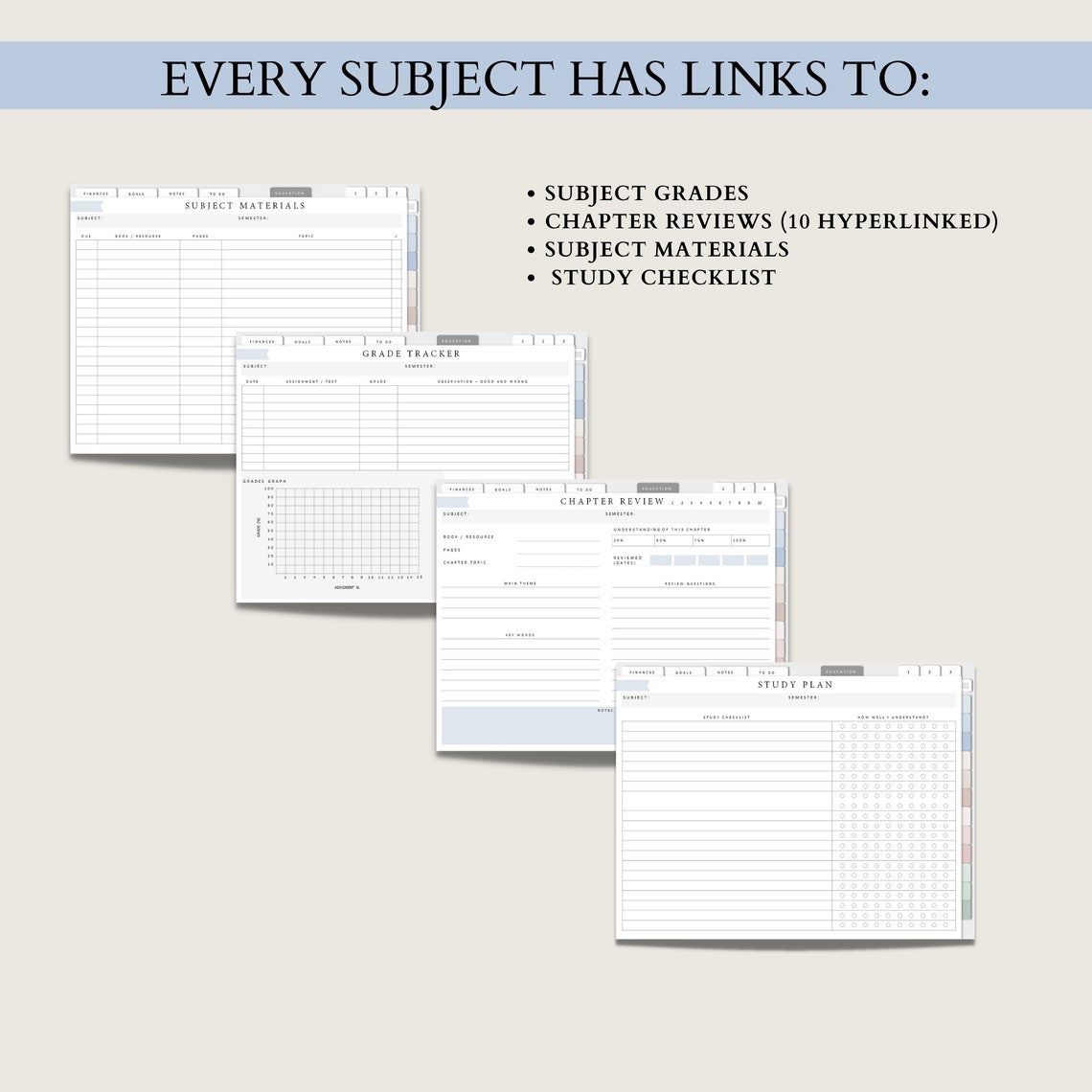 Digital Student Planner for College School UNDATED Academic - Etsy