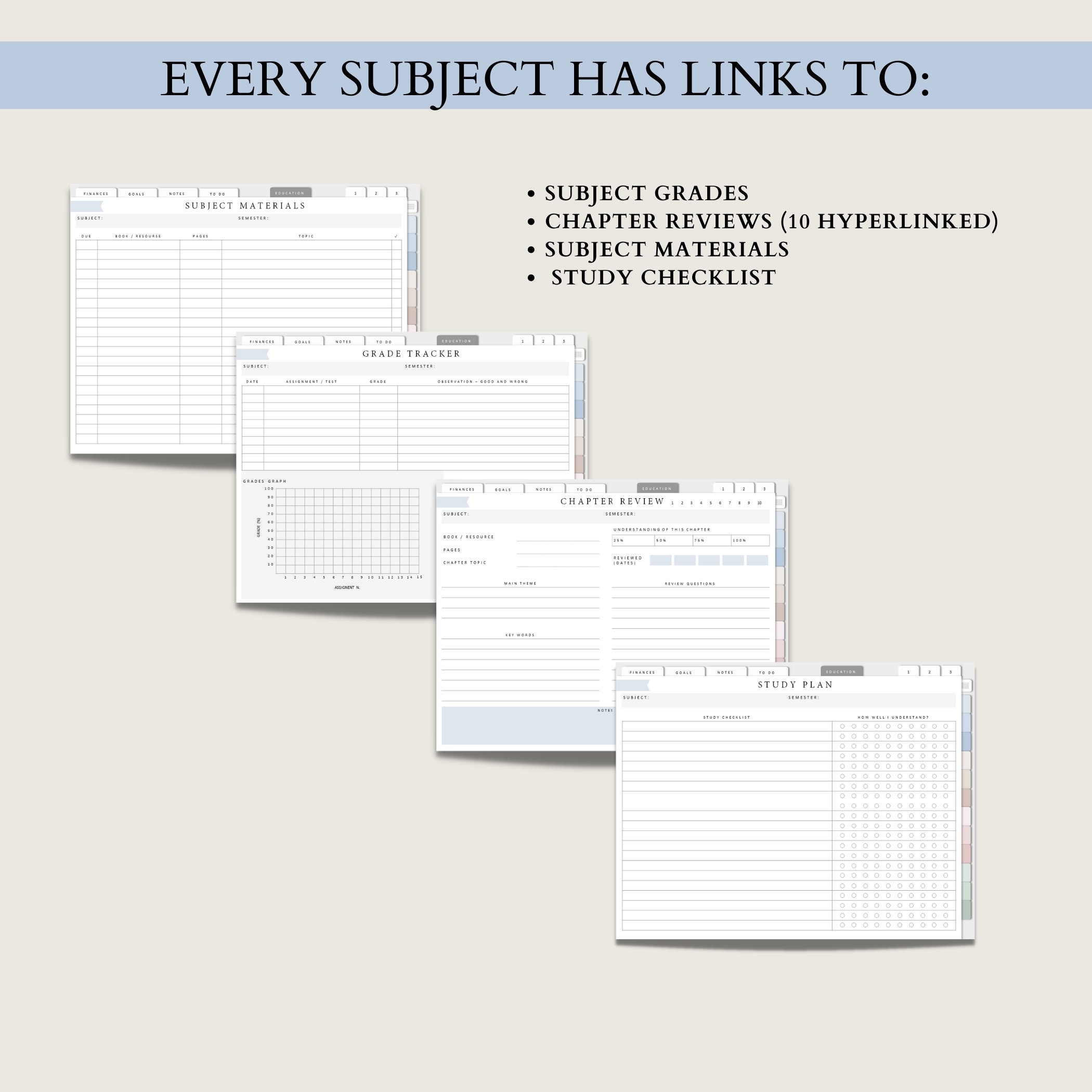Digital Student Planner for College School UNDATED Academic - Etsy