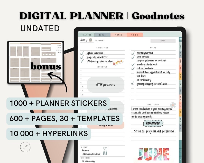 Digital Planner | Hyperlinked Planner | Goodnotes Planner | iPad ...