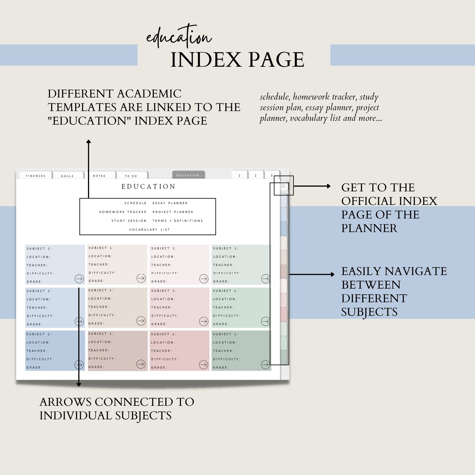 Digital Student Planner for College School UNDATED Academic - Etsy