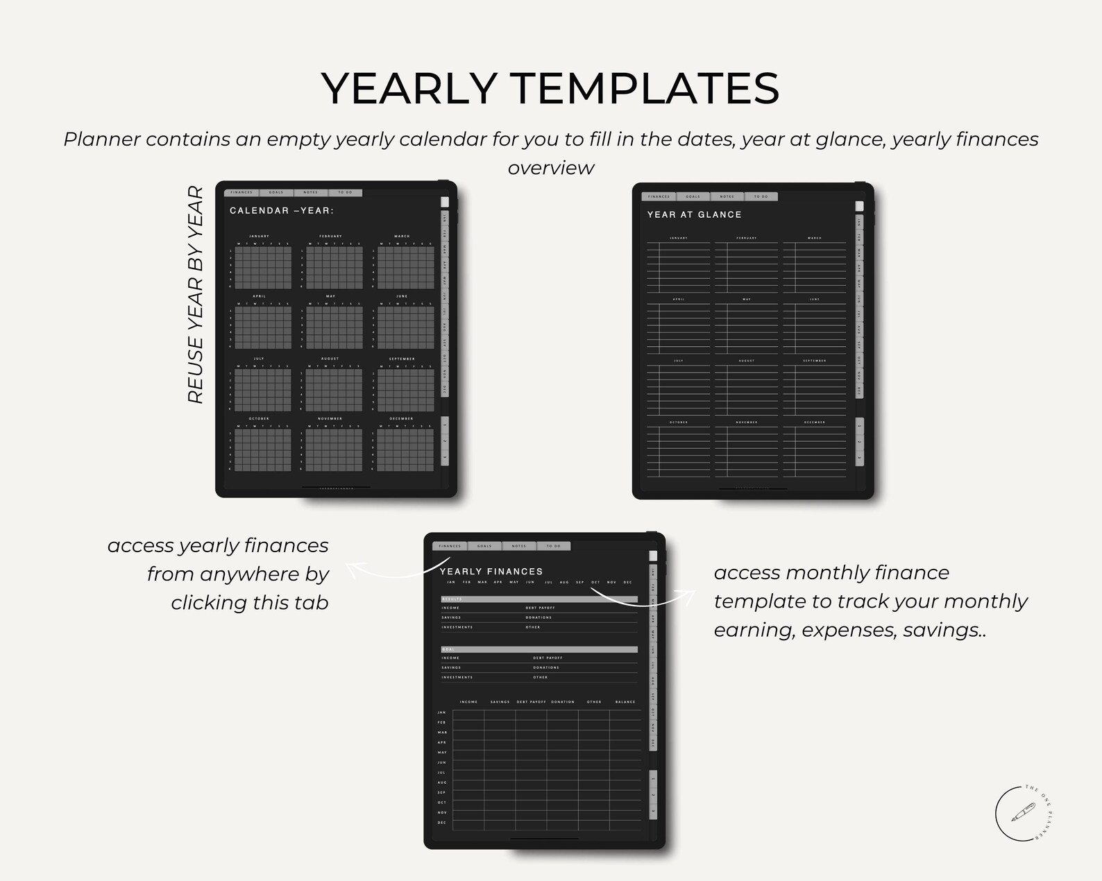 Undated Dark Mode Digital Planner for Goodnotes/notability, Hyperlinked ...