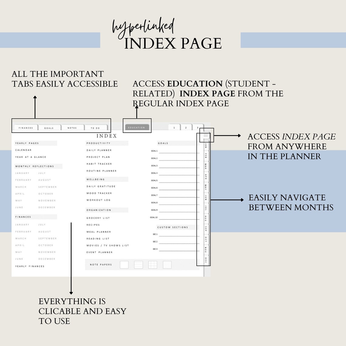 Digital Student Planner for College School UNDATED Academic - Etsy